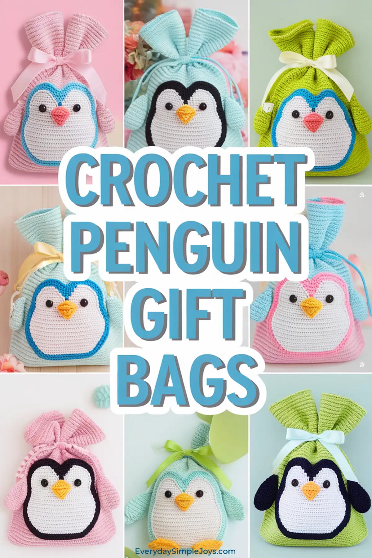 Crochet Penguin Valentine's Gift Bag Pattern